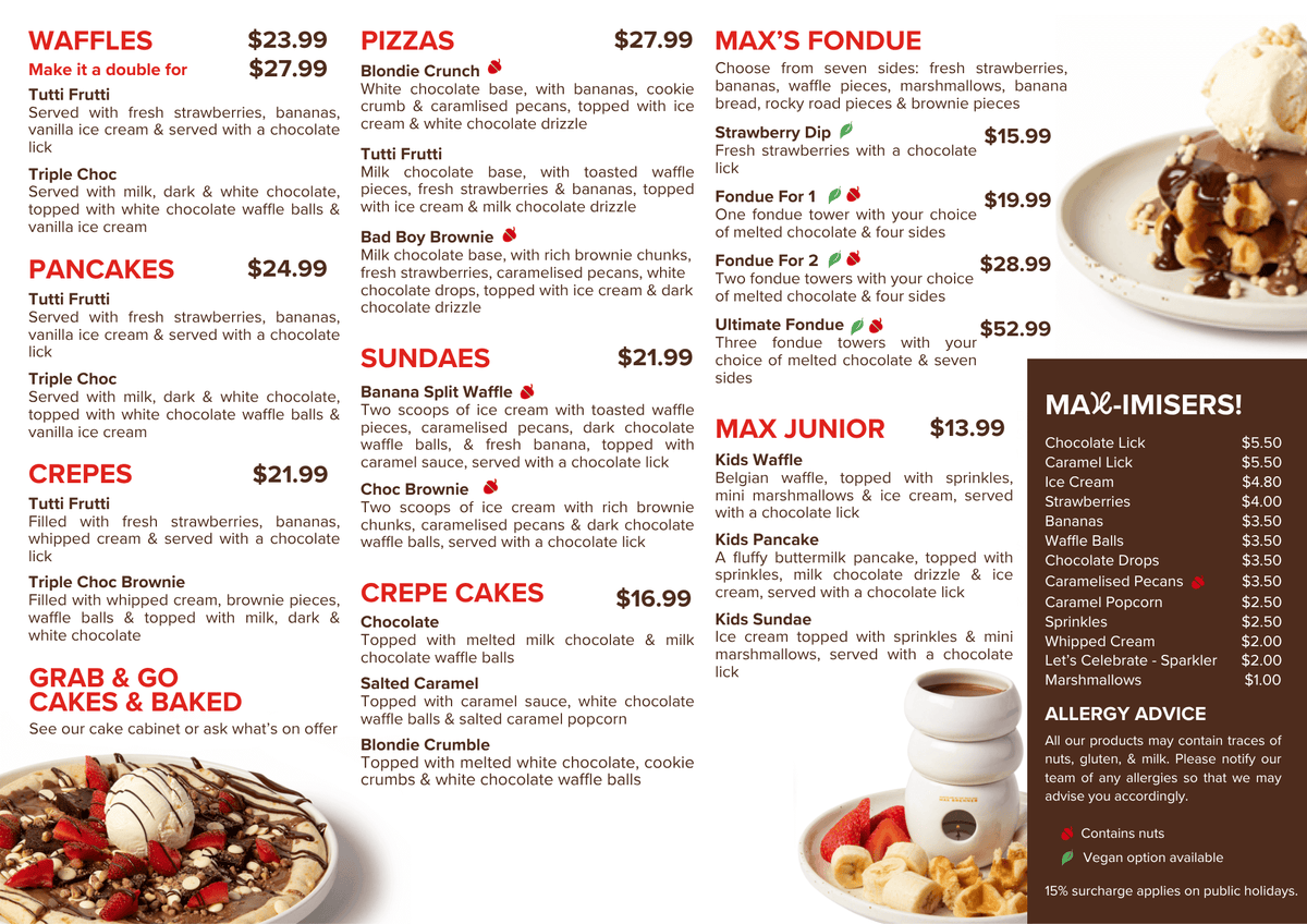 Dessert Bar Menu - Chocolate & Sweet Treats - Max Brenner Australia ...