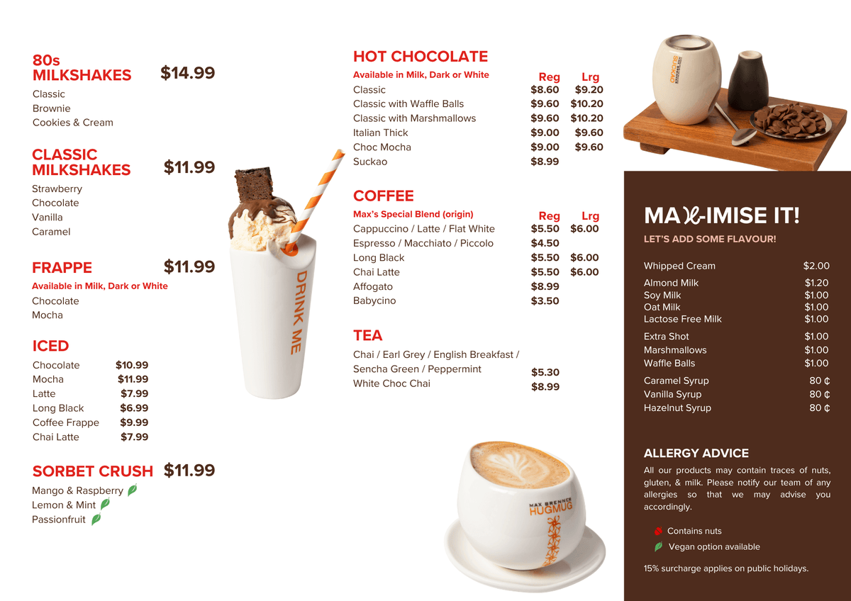 Dessert Bar Menu - Chocolate & Sweet Treats - Max Brenner Australia ...